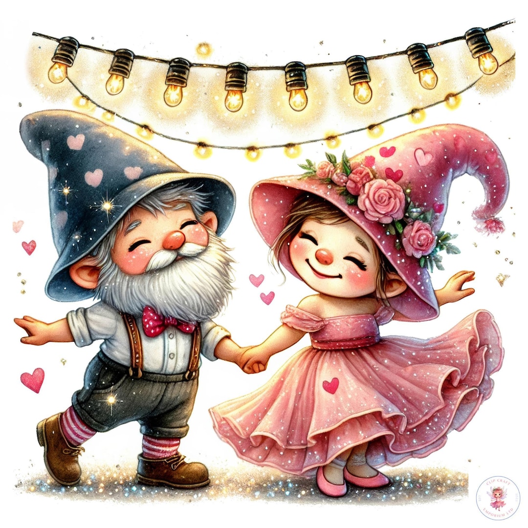 Valentines Gnome Couples Clipart | 300 DPI Jpegs | Gnome Couple Png ...