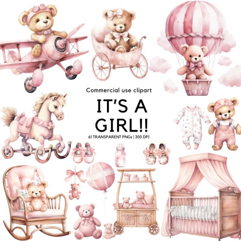 Its a Girl Clipart - Etsy