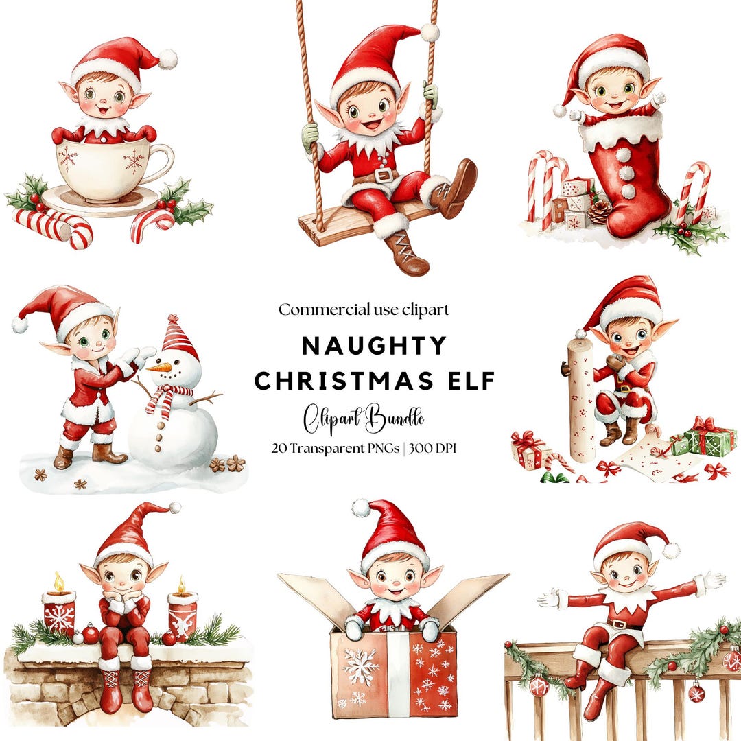 Naughty Christmas Elf Clipart | Mischievous Elf | Elf Christmas Png ...