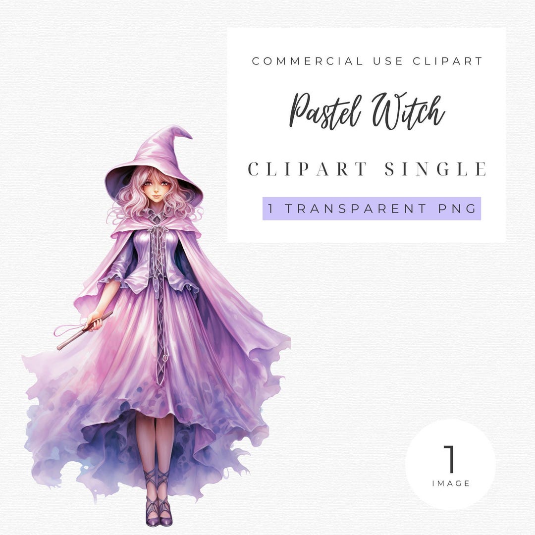 Watercolor Pastel Witch Clipart | Witchcraft Png | Witch Fantasy Art ...