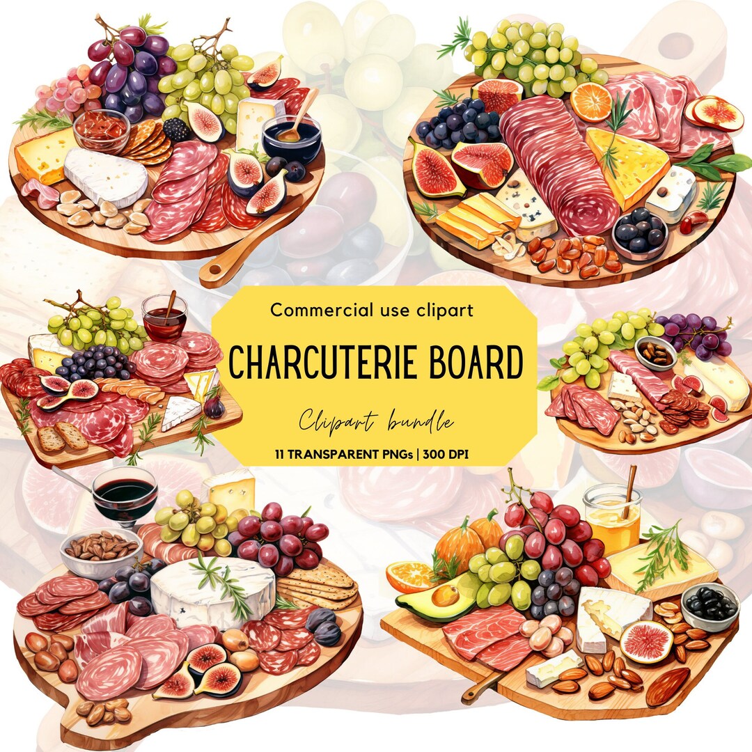 Watercolor Charcuterie Board Clipart | Cutting Board | Cheese Board ...