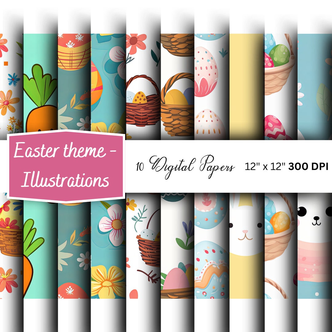 Illustration Easter Digital Papers | Seamless Patterns | Scrapbooking ...