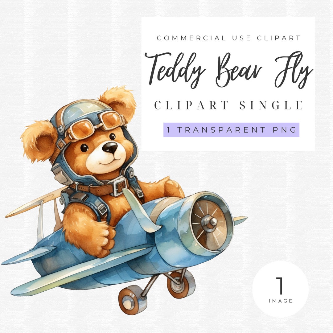 Teddy Bear Flying Clipart | Blue Teddy Bear | Vintage Teddy Bear ...