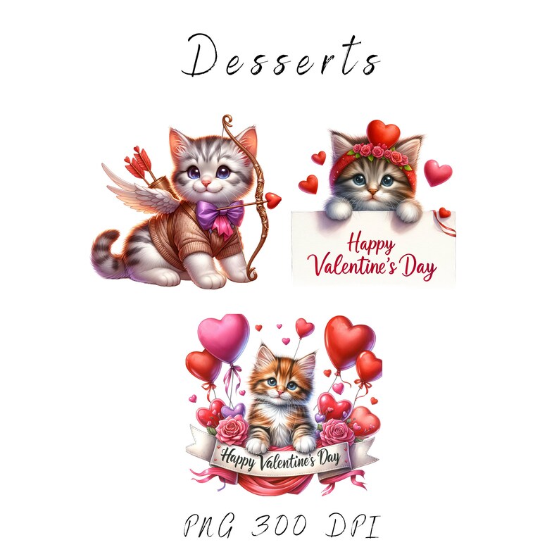 Valentines Kittens Clipart Cute Cat Cute Kitten Romantic Love Day Cute ...