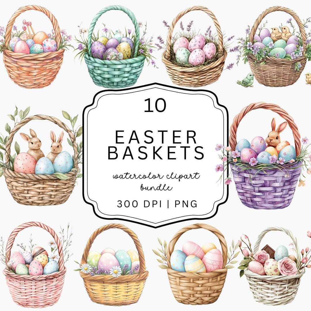 Easter Baskets Clipart | Easter Basket PNG | Spring | Easter Egg ...
