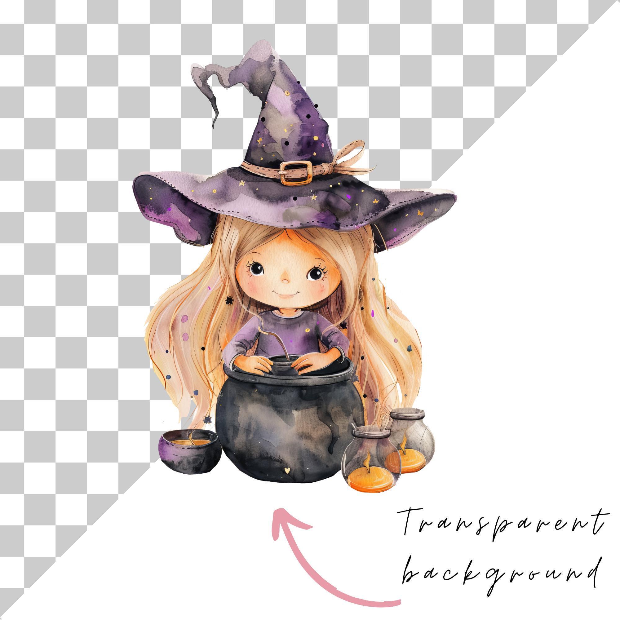 Cute Pastel Witch Clipart | Pastel Halloween | Pink Halloween Png ...