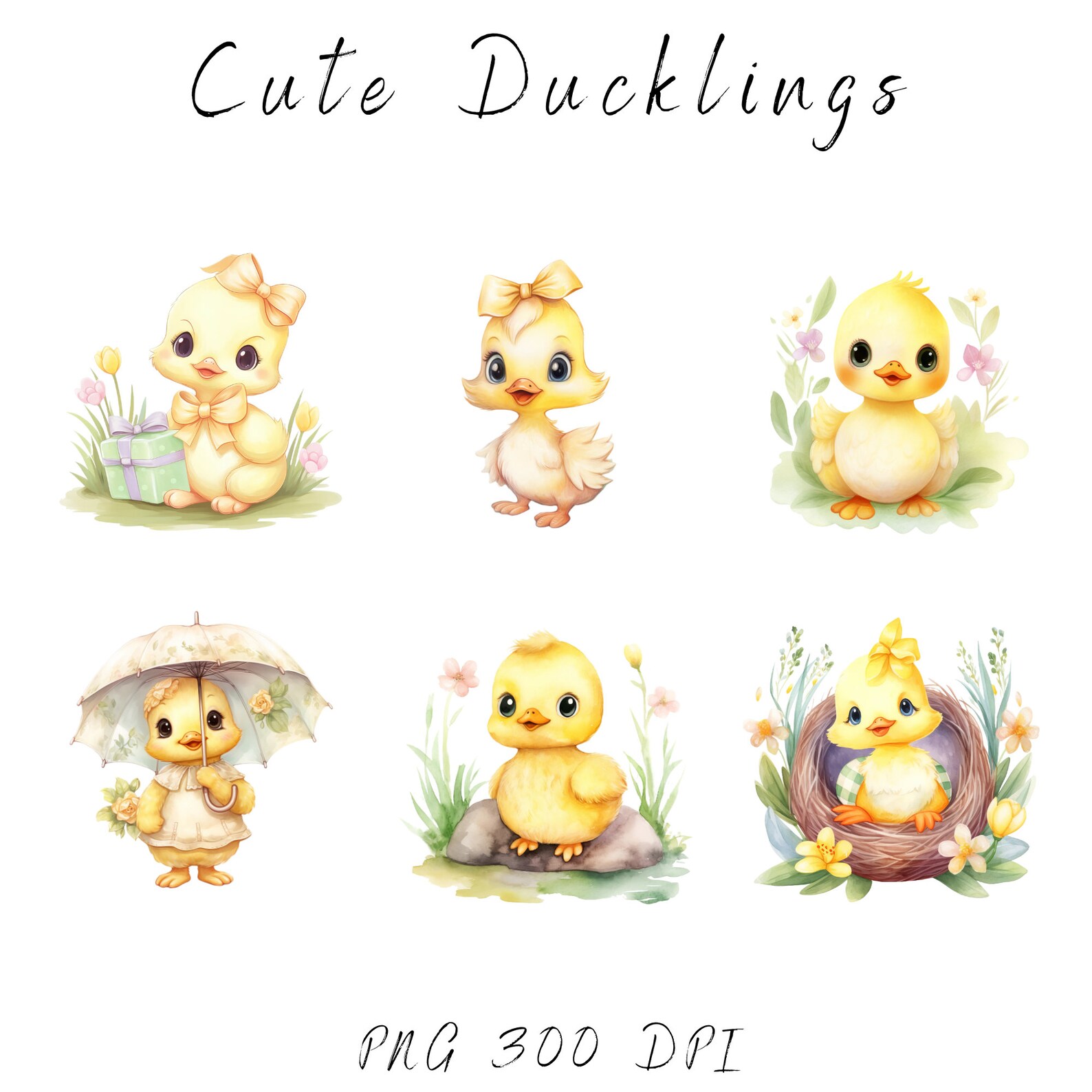 Easter Duck Clipart Duckling Easter Clipart Spring Baby Duck Watercolor ...