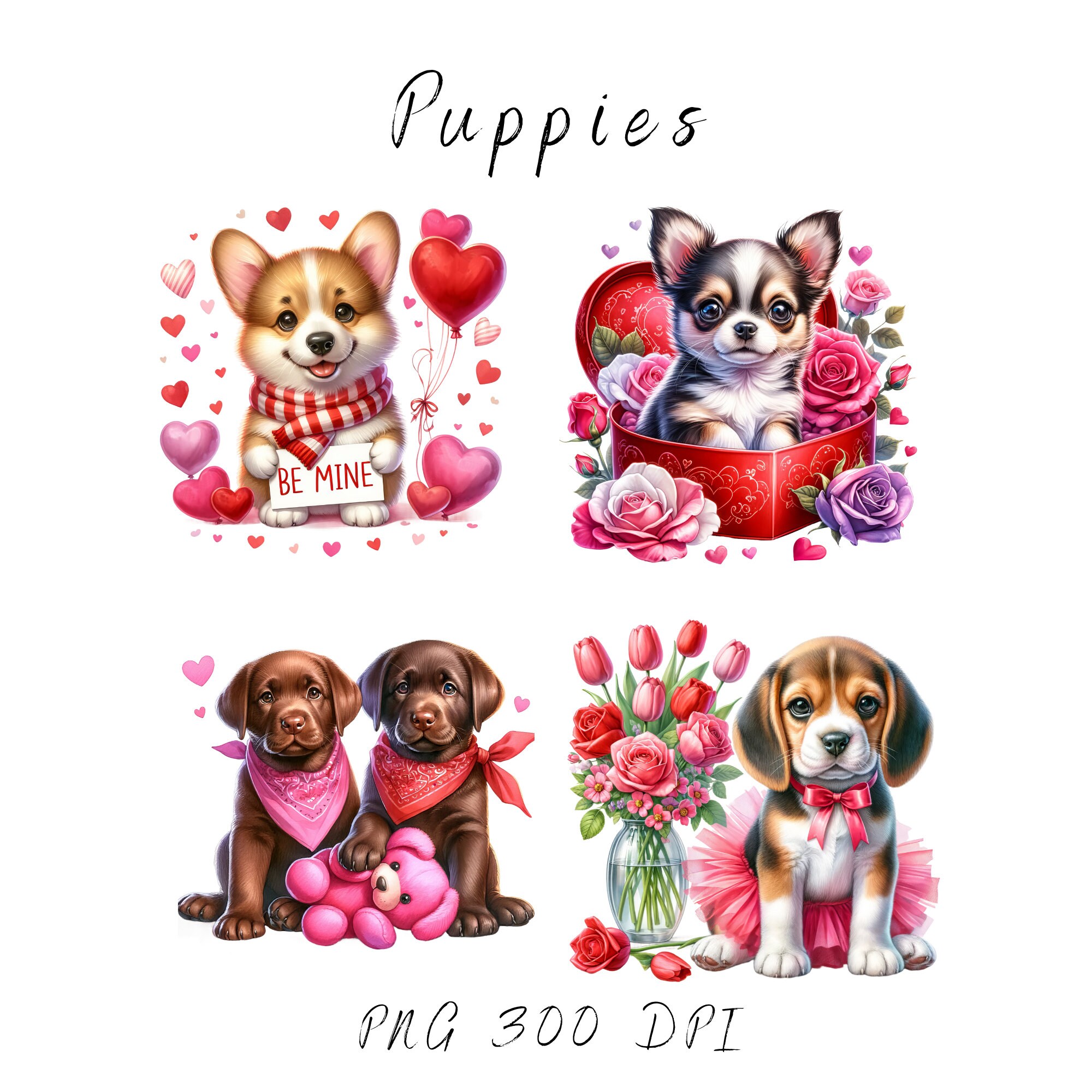 Valentines Puppies Clipart Cute Dog Cute Puppy Romantic Love Day Cute ...