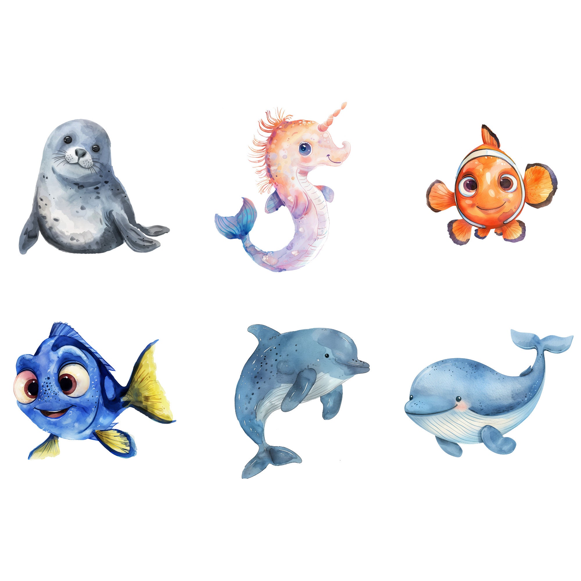 Watercolor Under the Sea Clipart Sea Animals Underwater Clipart ...