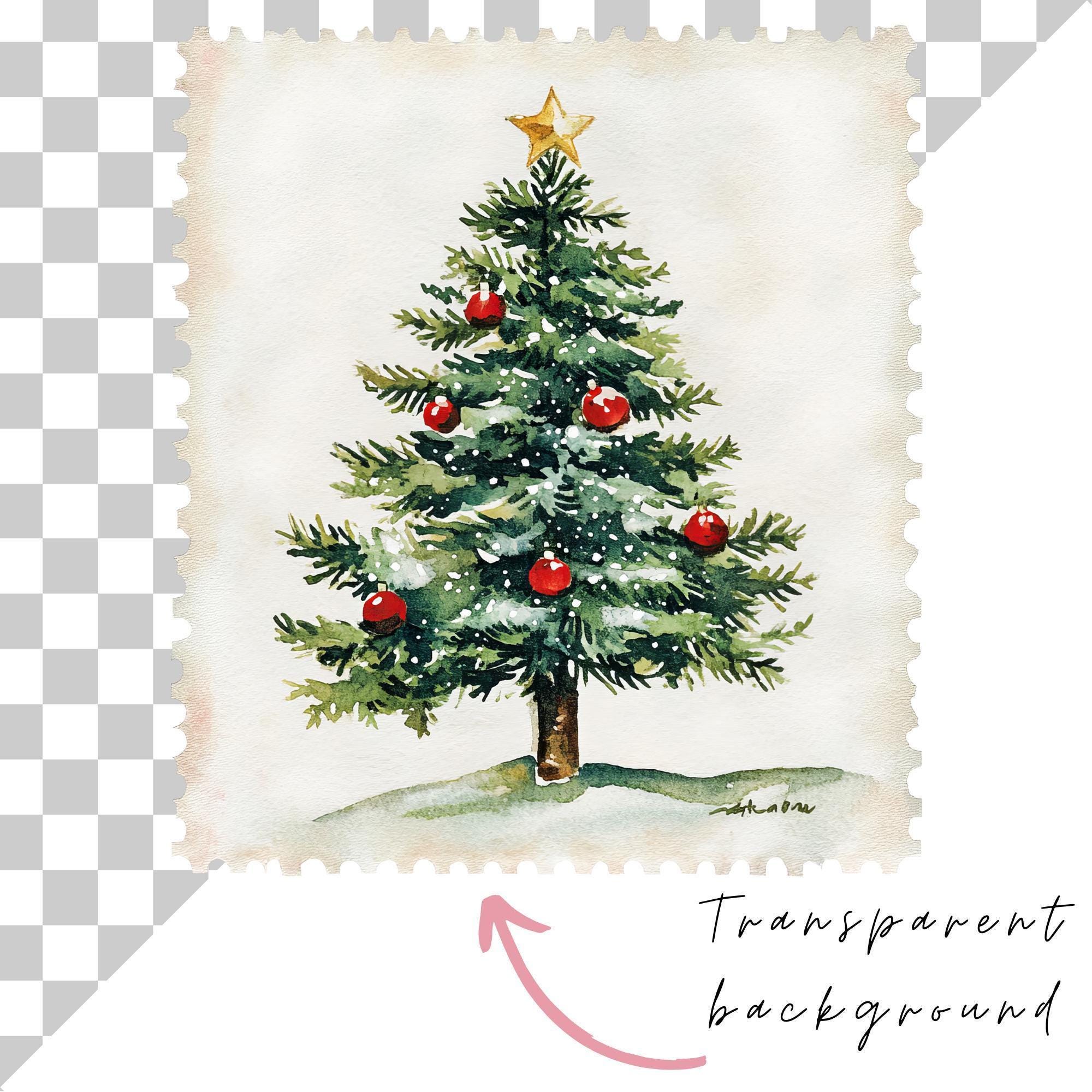 Vintage Santa Christmas Stamps Clipart: Festive Holiday Designs ...