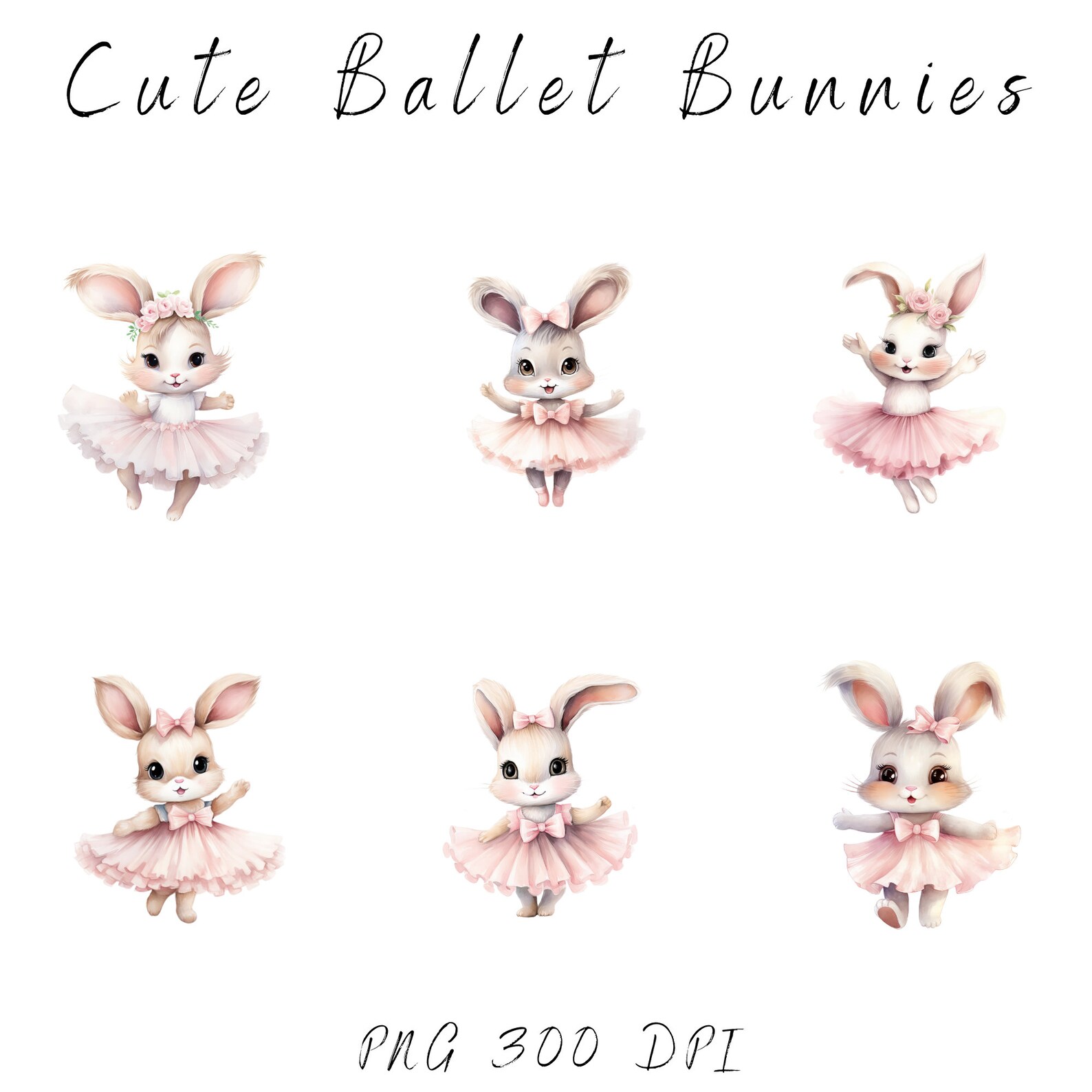 Watercolor Ballerina Bunny Clipart Ballet Bunnies in Tutu Dress Ballet ...