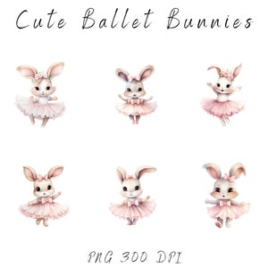 Watercolor Ballerina Bunny Clipart | Ballet Bunnies in Tutu Dress ...