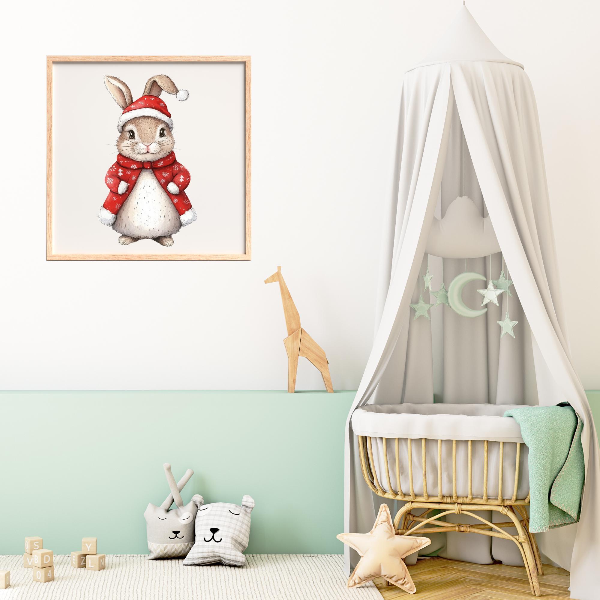 Watercolor Christmas Bunny Clipart: Festive Holiday PNG (digital ...