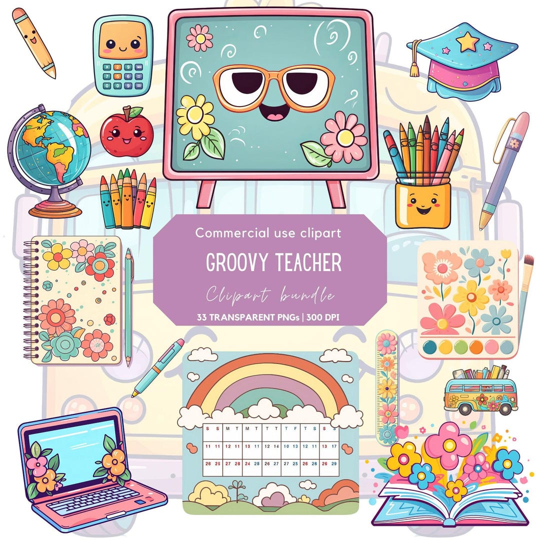 Groovy Teacher Clipart | Retro Teacher Png | Teacher Sublimation ...