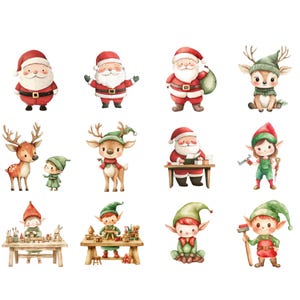 Santas Workshop Clipart Winter Village Art Cute Santa Claus Cute ...