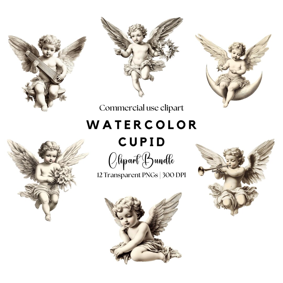 Watercolor Cupid Clipart | Cute Cupid PNG | Romantic Valentine Clipart ...