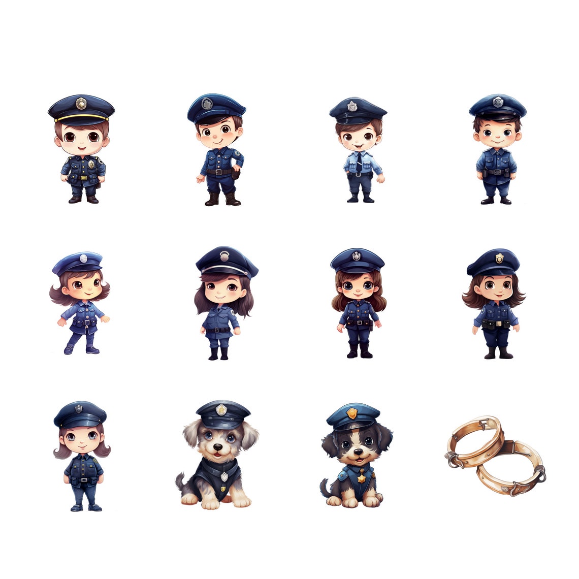 Watercolor Police Clipart Policeman Police Station Police Car Police ...