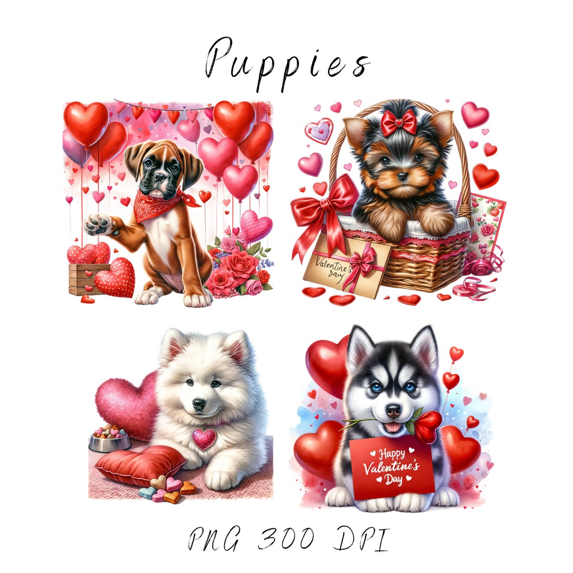 Valentines Puppies Clipart Cute Dog Cute Puppy Romantic Love Day Cute ...