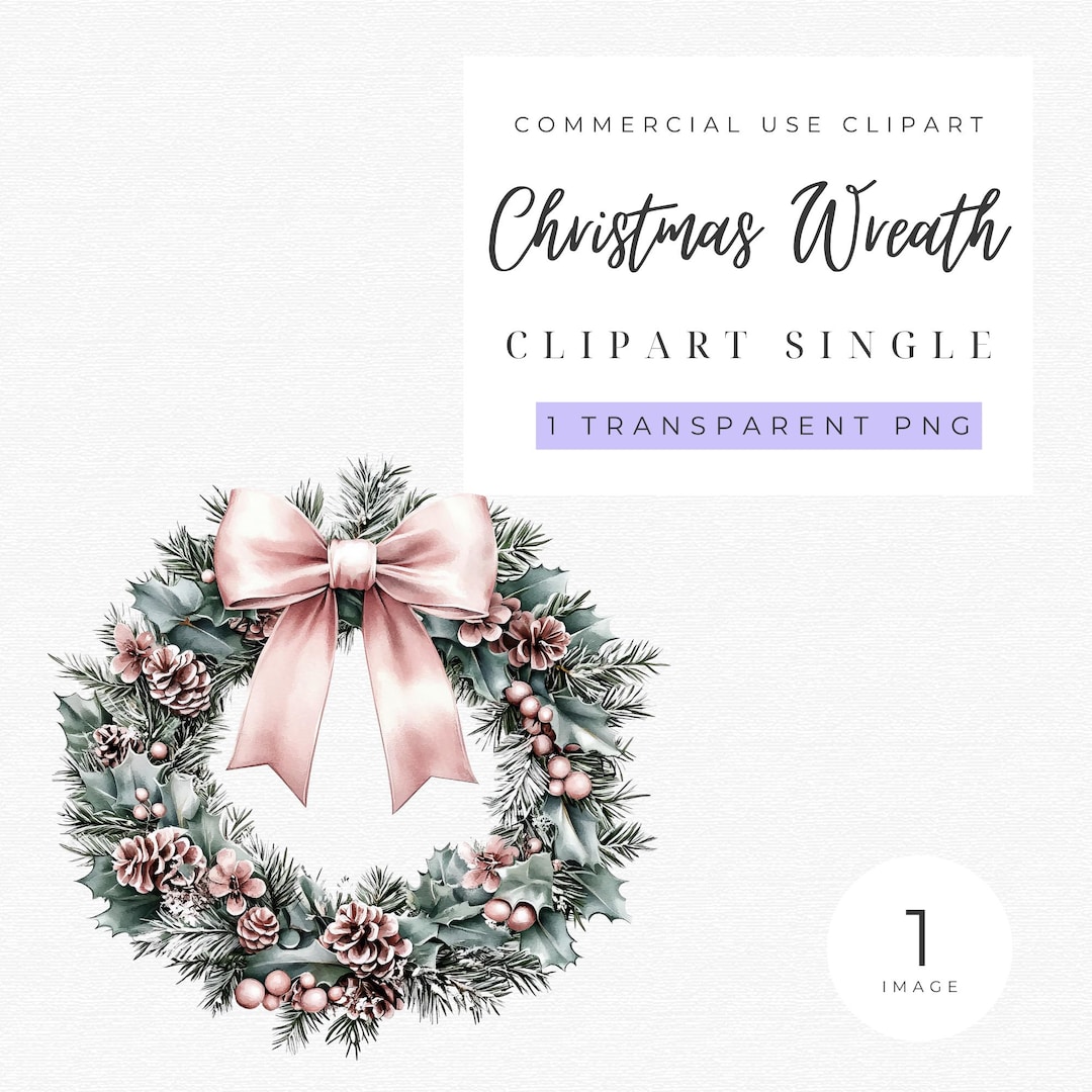 Preppy Pink Christmas Wreath Clipart Christmas Wreath Png Preppy ...
