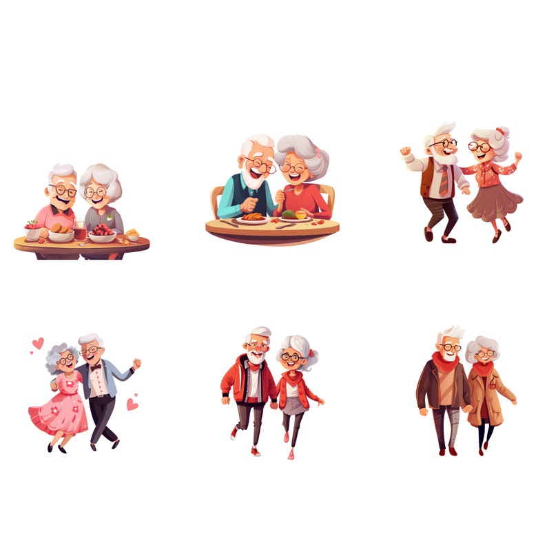 Quirky Old Couples Clipart Funny Old People Cute Old Couples Grandma ...