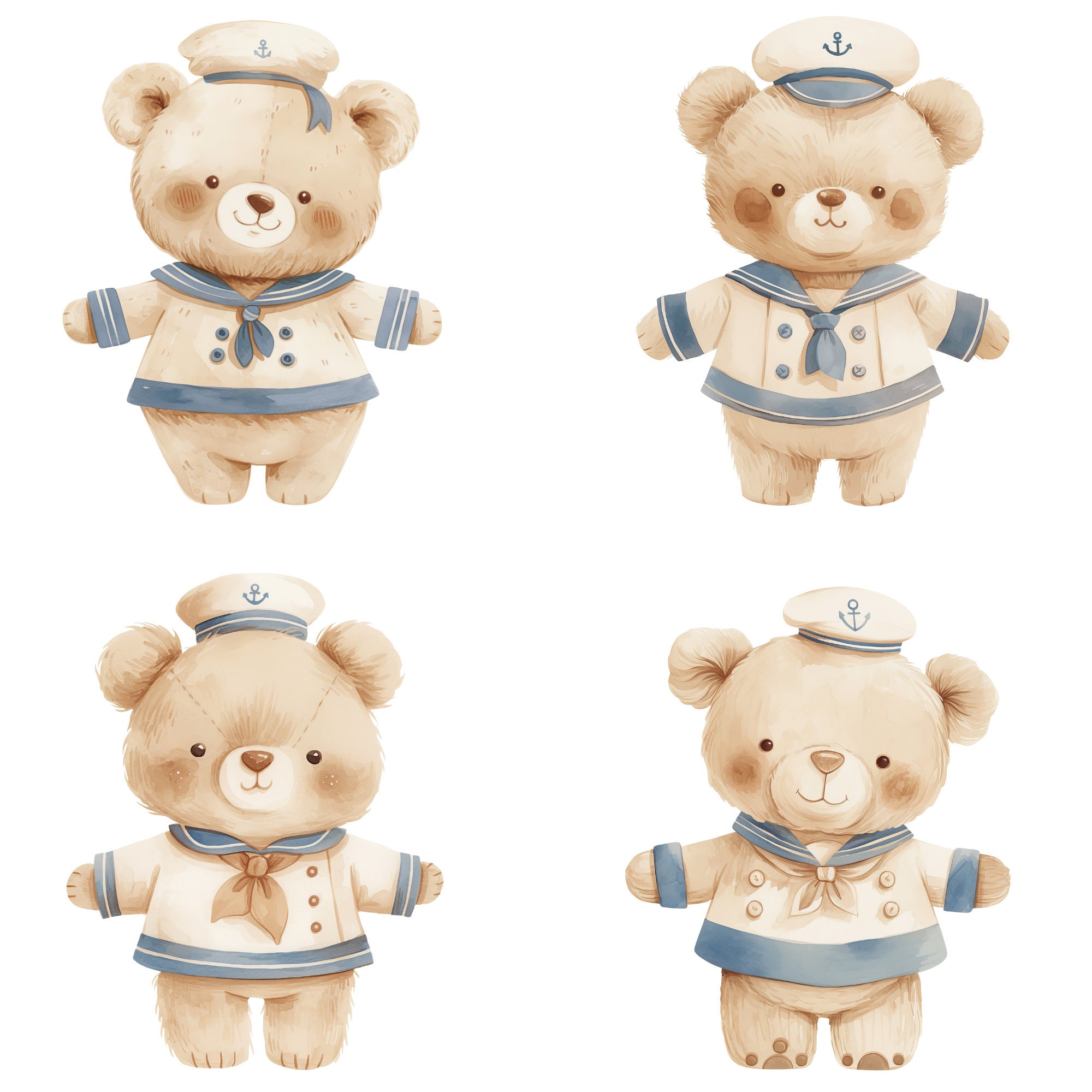Cute Sailor Bears Clipart Sailor Teddy Bear Sailor Bear Nautical Blue ...