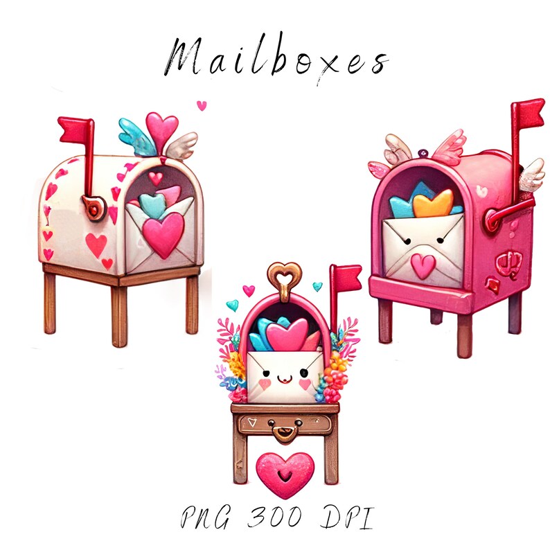 Valentines Retro Mail Clipart Love Letter Mailbox Valentines Day Love ...