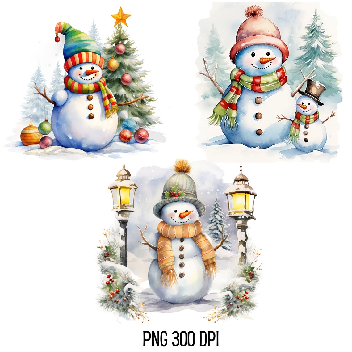 Watercolor Snowman Clipart Cute Snowman Clipart Christmas Snowman Png ...