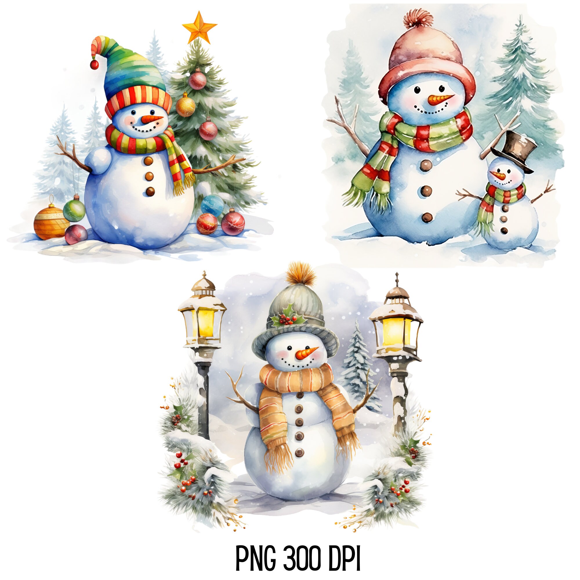 Watercolor Snowman Clipart Cute Snowman Clipart Christmas Snowman Png ...