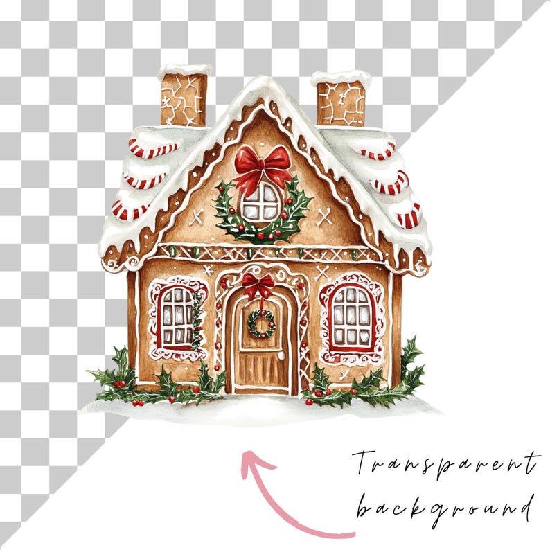 Watercolor Christmas Gingerbread House Clipart (digital Download) - Etsy