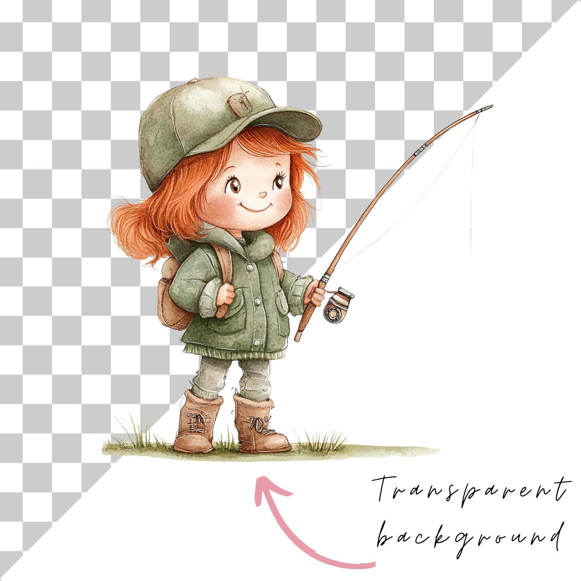 Cute Watercolor Little Fisherman Clipart Set, Fishing Themed Nursery ...