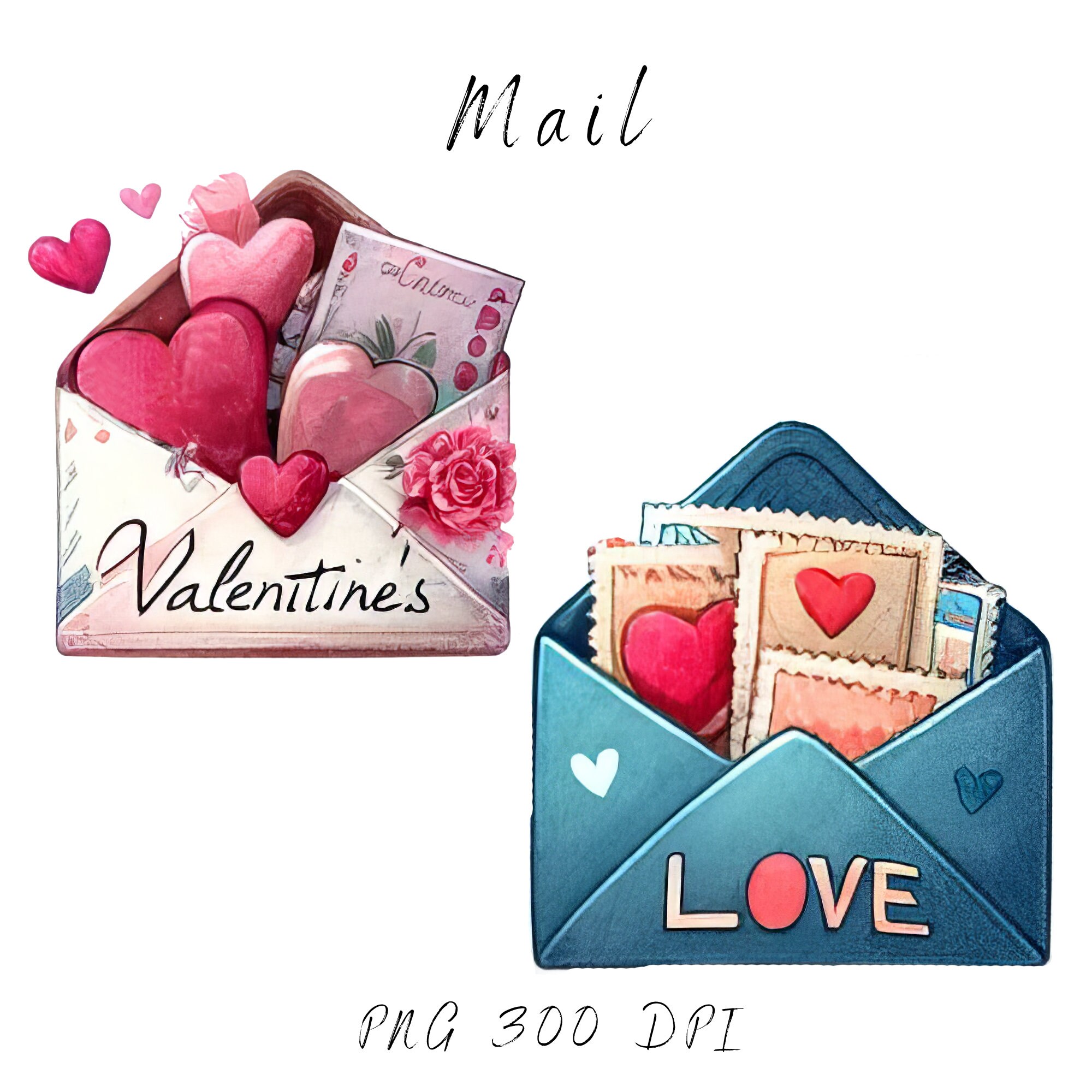 Valentines Retro Mail Clipart Love Letter Mailbox Valentines Day Love ...