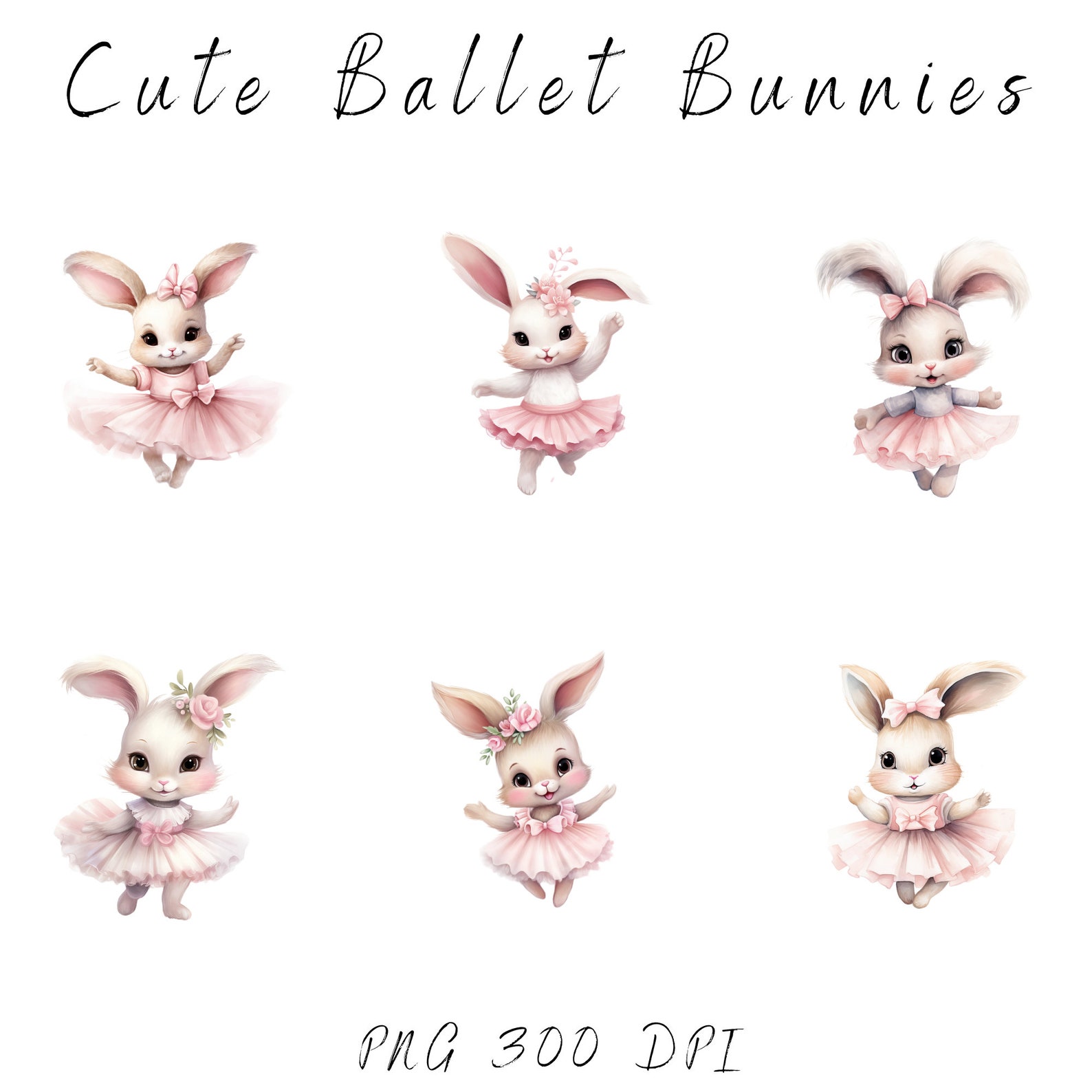 Watercolor Ballerina Bunny Clipart Ballet Bunnies in Tutu Dress Ballet ...