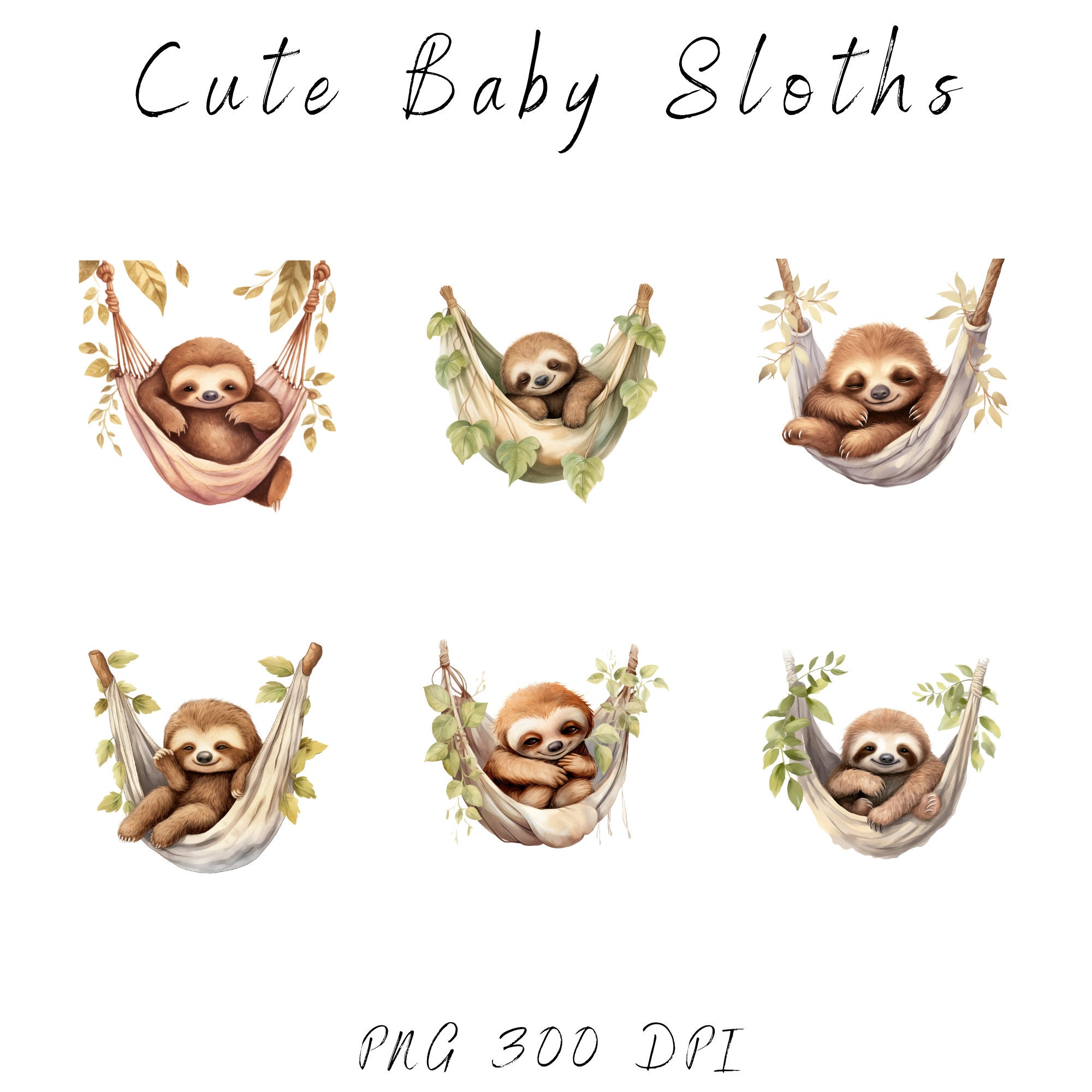 Watercolor Cute Baby Sloth Sloth Illustration Cute Animals Png Nursery ...