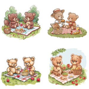 Watercolor Teddy Bears Picnic Clipart | Cute Teddy | Cute Teddy Bears ...