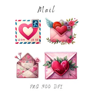 Valentines Retro Mail Clipart | Love Letter | Mailbox | Valentines Day ...