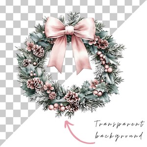 Preppy Pink Christmas Wreath Clipart Christmas Wreath Png Preppy ...