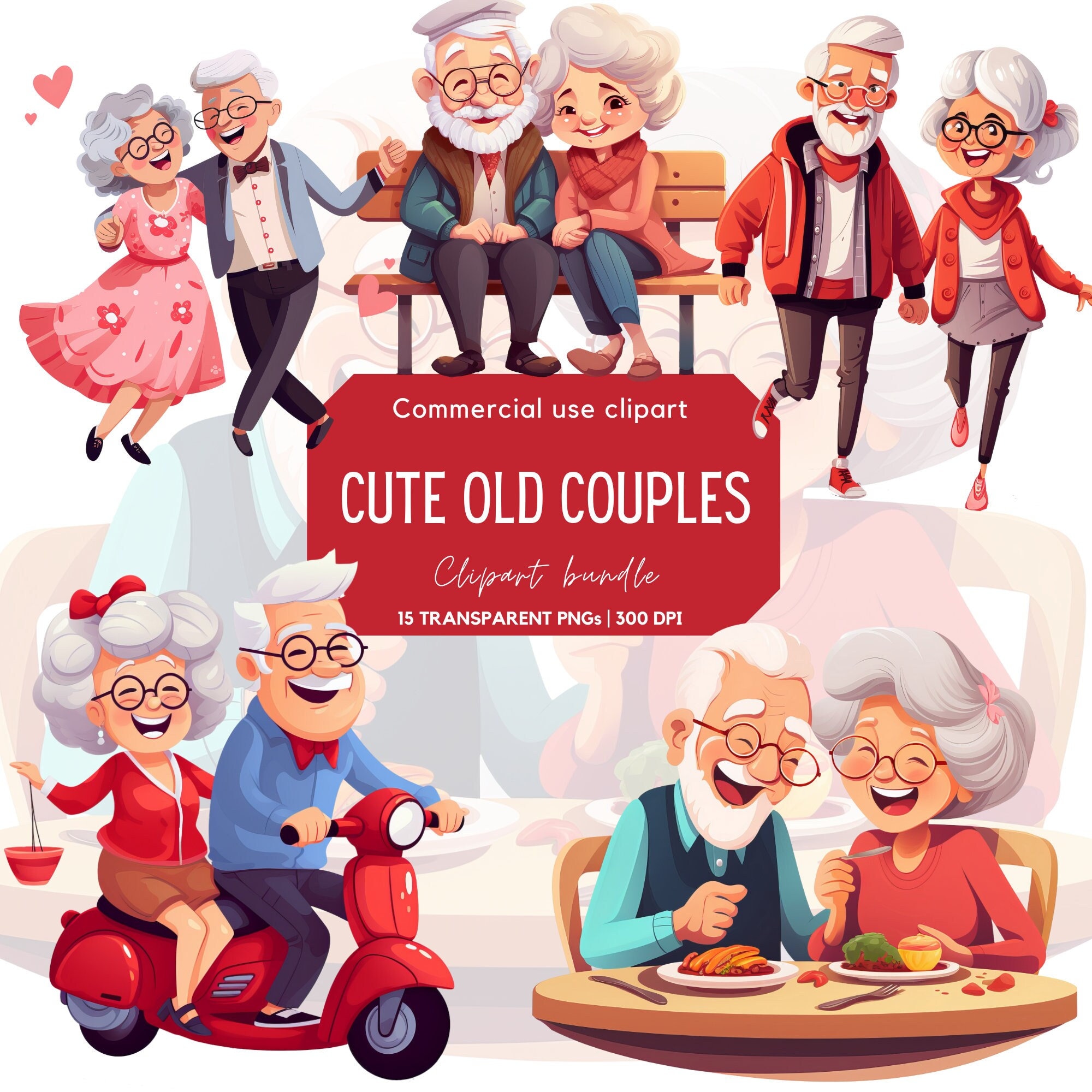 Quirky Old Couples Clipart Funny Old People Cute Old Couples Grandma ...