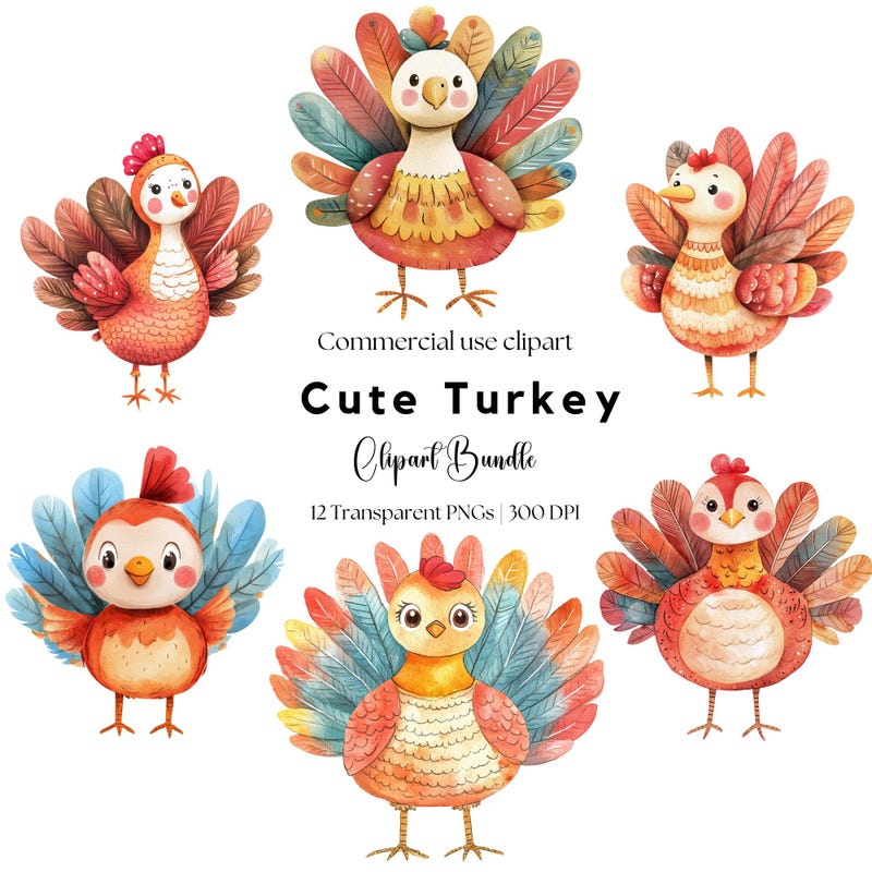 Watercolor Turkey - Etsy