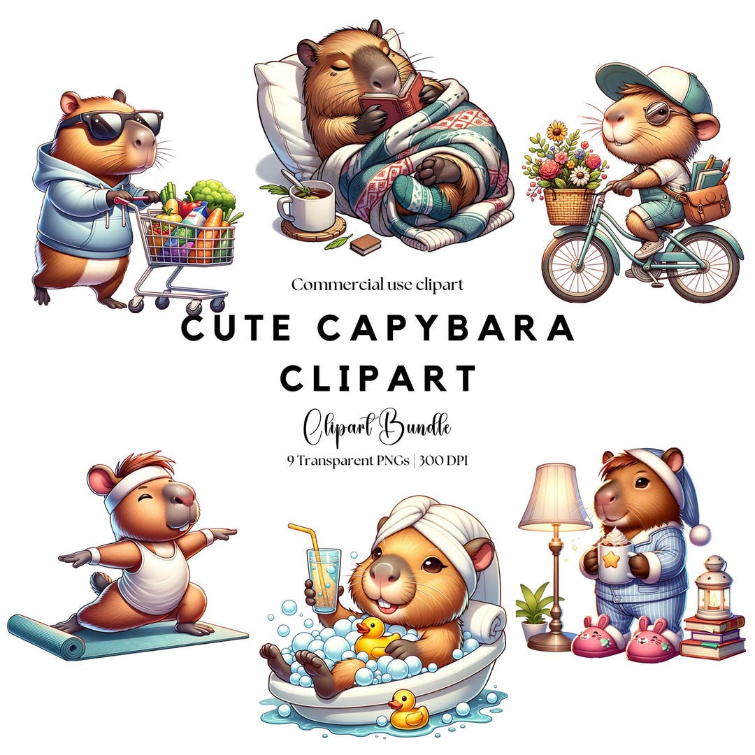 Capybara Watercolor Clipart | Cute Capybara PNG | Capibara Png ...