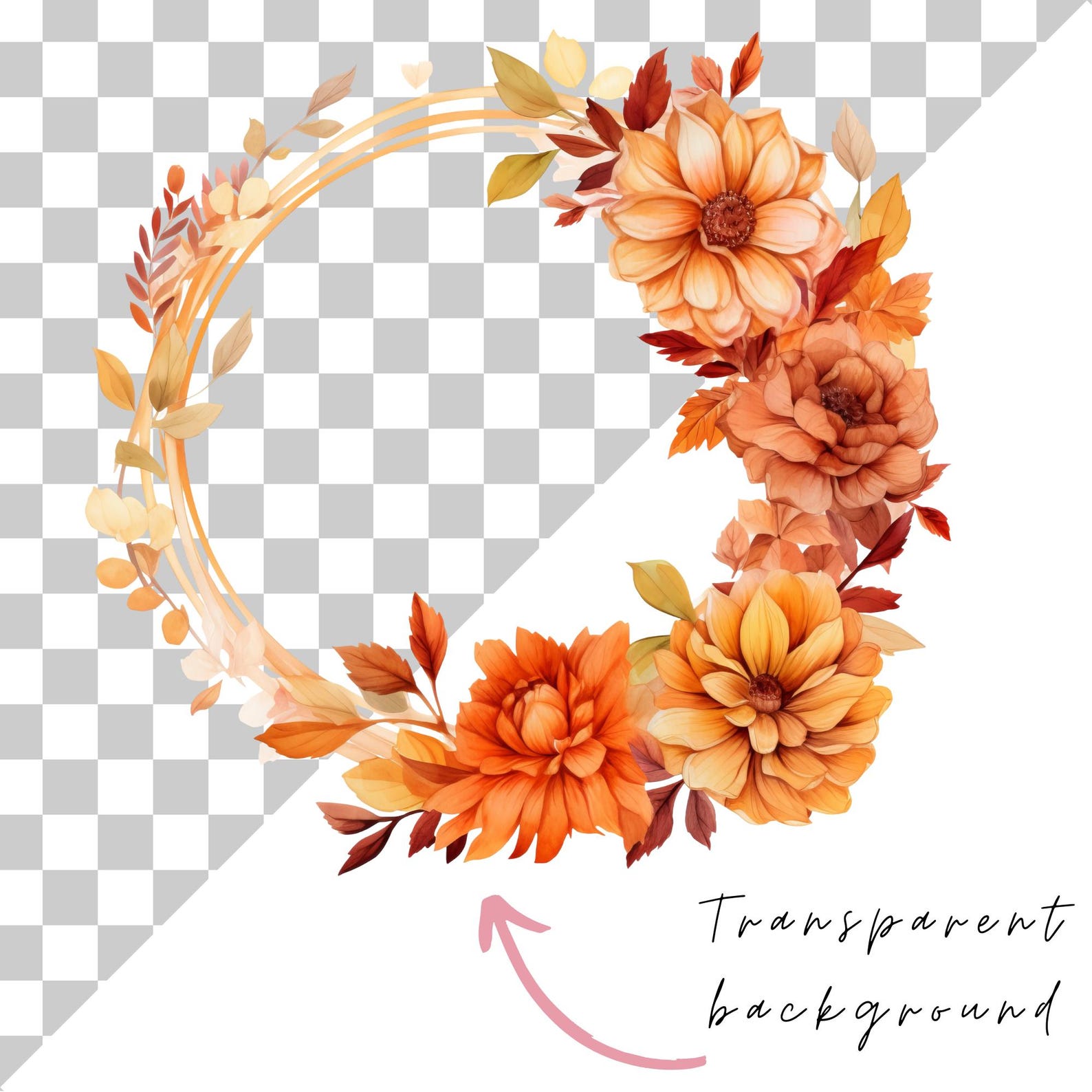 Watercolor Fall Floral Frame Clipart Autumn Border Autumn Leaves ...