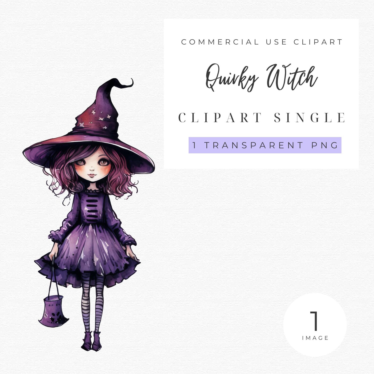 Watercolor Quirky Witch Clipart Cute Witch Witch Fantasy Art Quirky ...