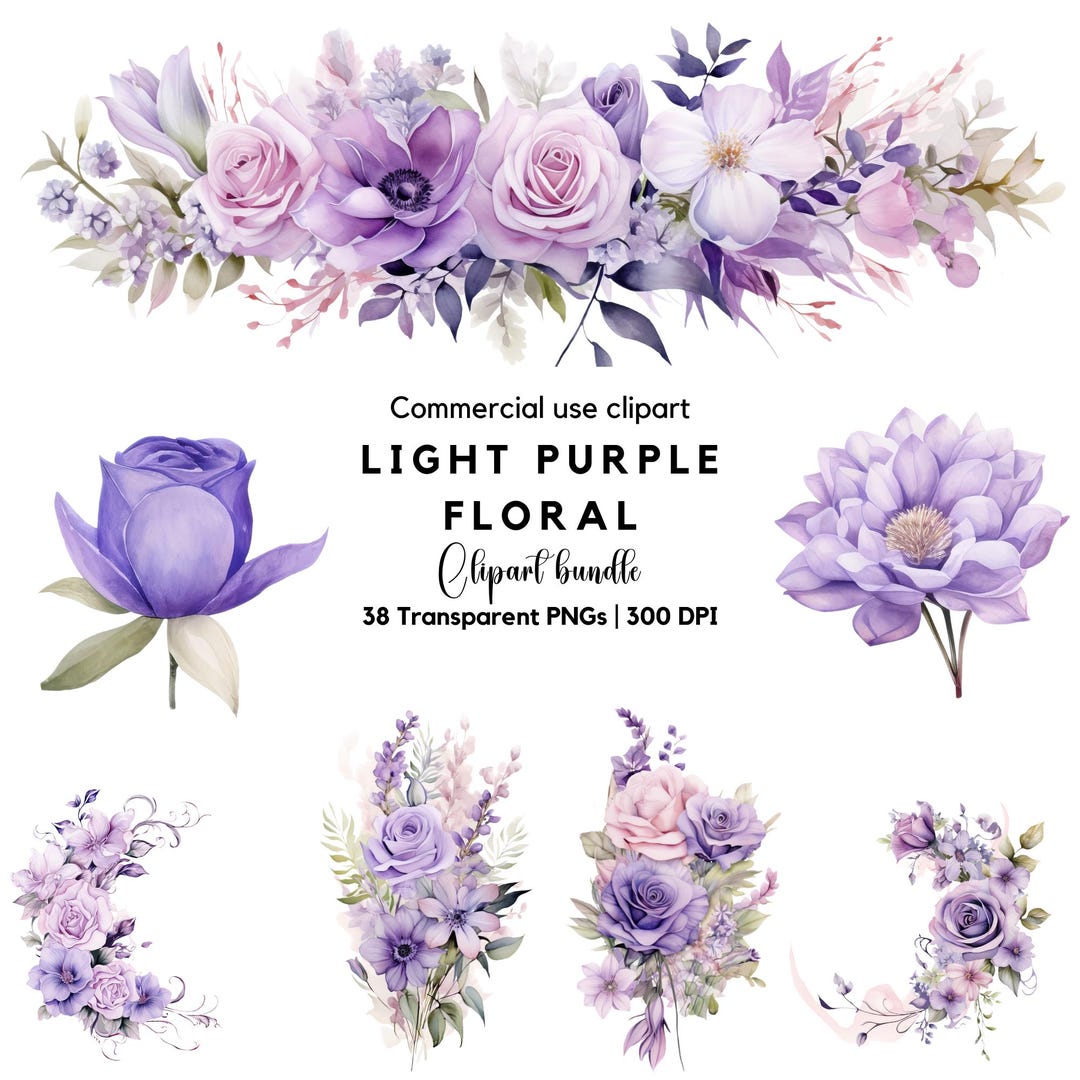 Light Purple Watercolor Floral Clipart PNG, Wedding Flowers Bouquet ...