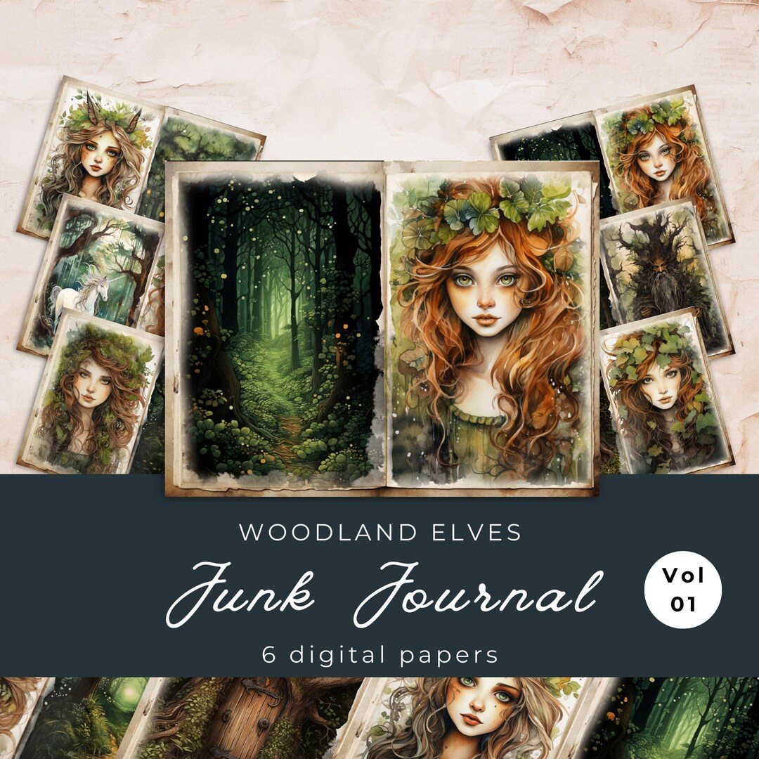 Woodland Elves Junk Journal Pages: Fairy Forest Digital Paper (US Paper ...