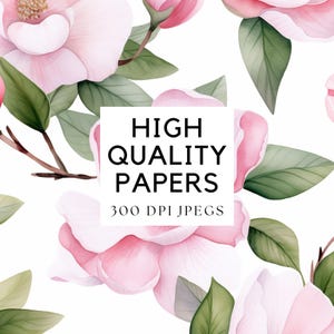 Camellias Seamless Pattern Digital Paper | Wildflowers Pattern | Floral ...