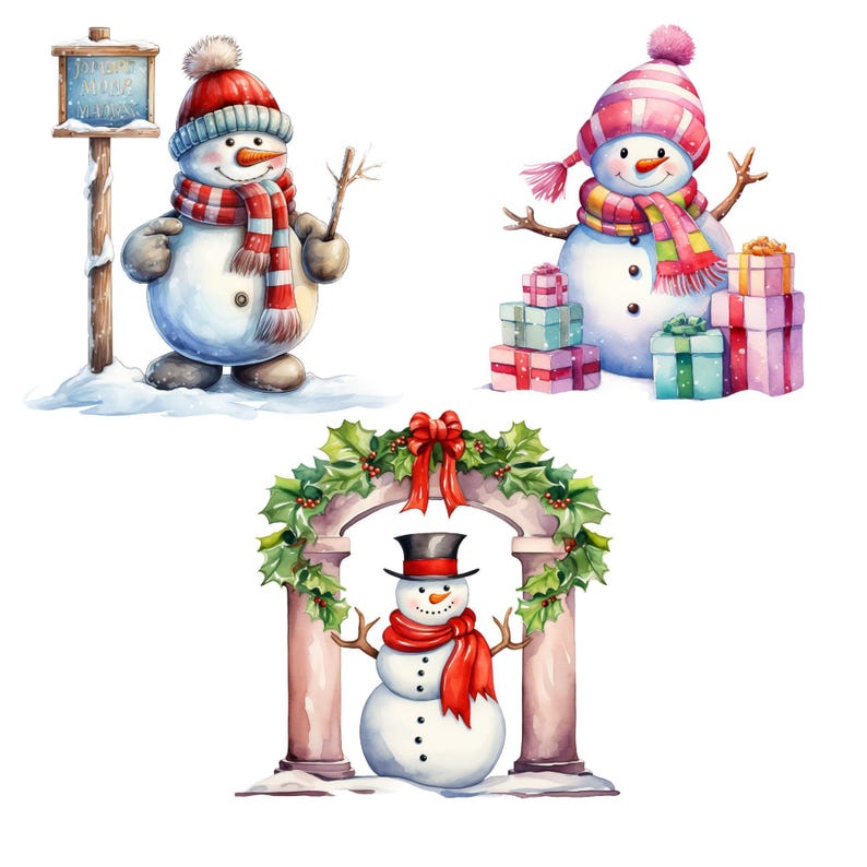 Watercolor Snowman Clipart | Cute Snowman | Christmas Snowman Png ...