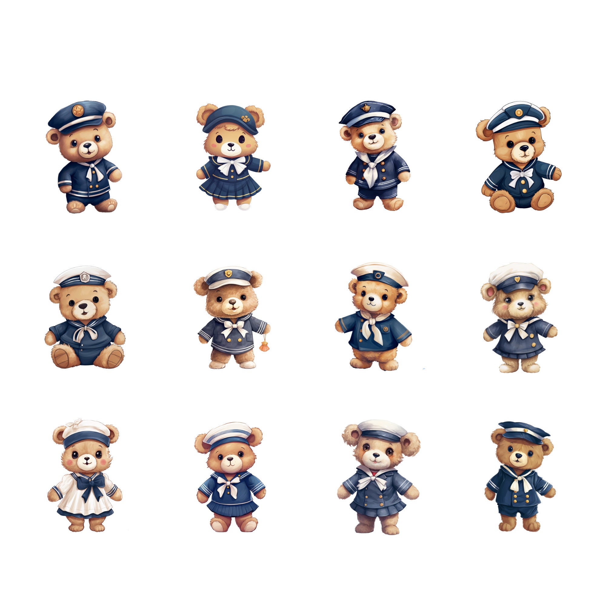 Sailor Teddy Clipart Sailor Boy Sailor Girl Nautical Marine Lighthouse ...