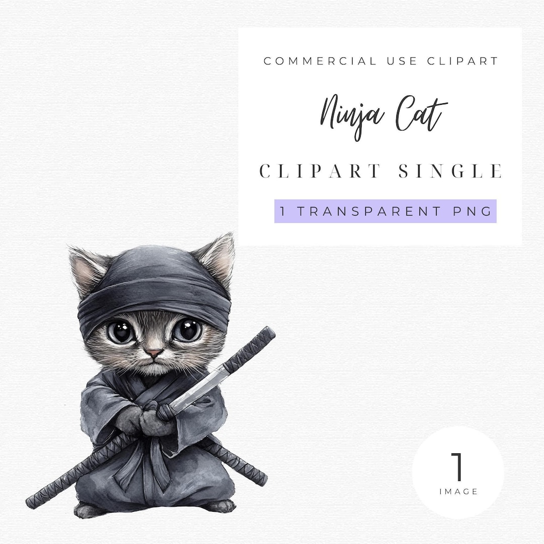 Ninja Cat Clipart | Samurai Cat | Anime Cat Png | Animal Ninja | Cute ...