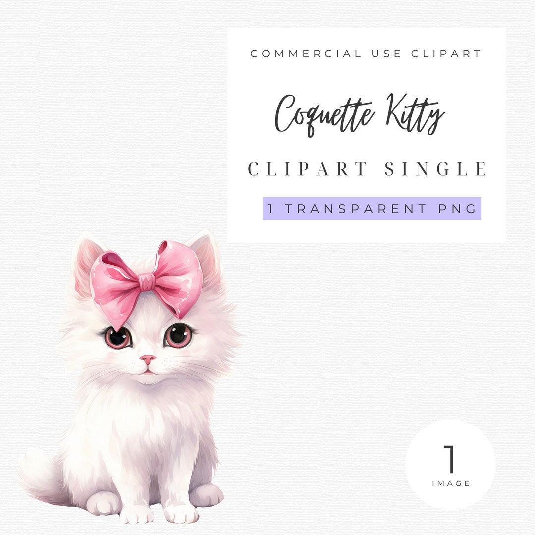 Coquette Kitty Clipart Coquette Cat Cute Cat Cute Kitty Coquette Bow ...