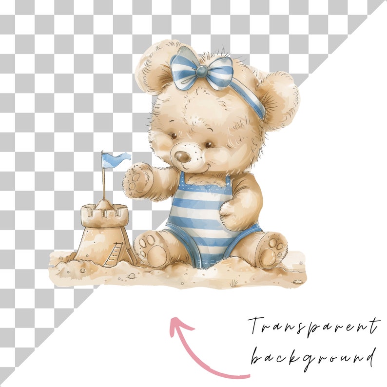 Cute Beach Bears Clipart Baby Bear Sailor Bear Nautical Blue Teddy Cute ...