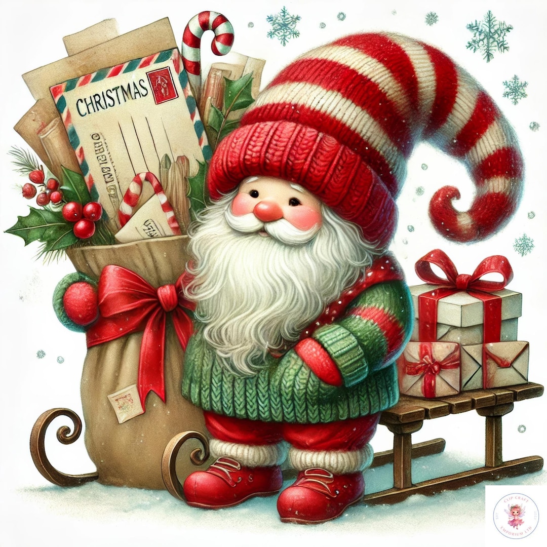 Christmas Gnome Clipart: Festive Mailbox Design (300 DPI Jpegs) - Etsy